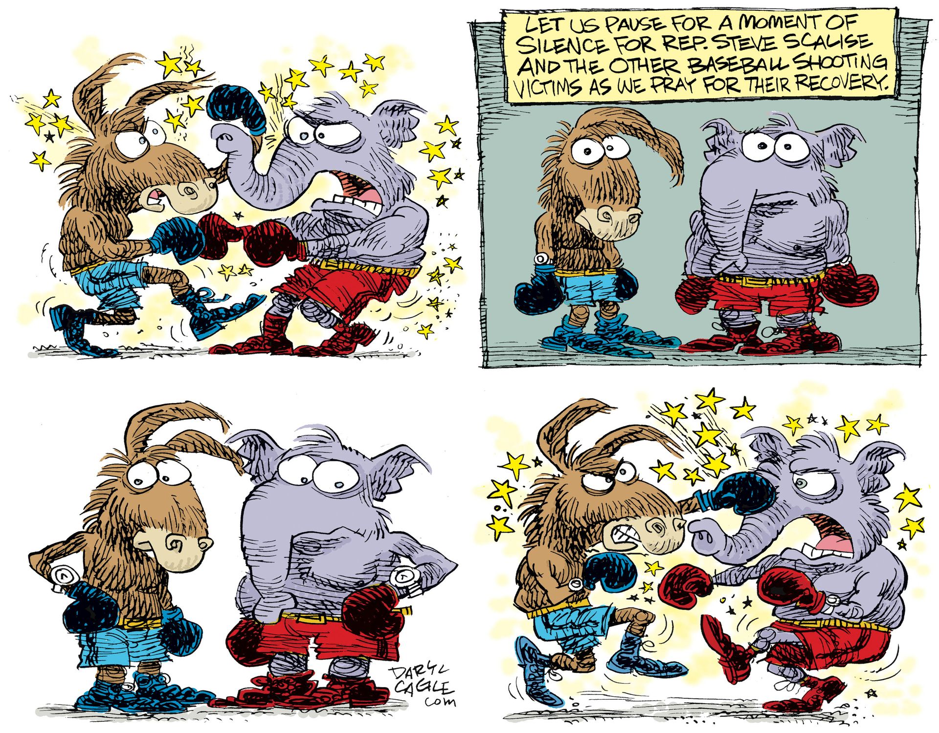 Political cartoon U.S. Congress baseball shooting Party politics | The Week