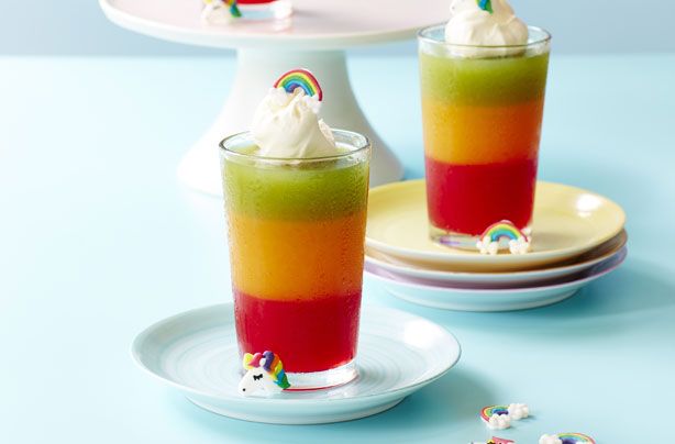 Rainbow jelly pots | American Recipes | GoodtoKnow