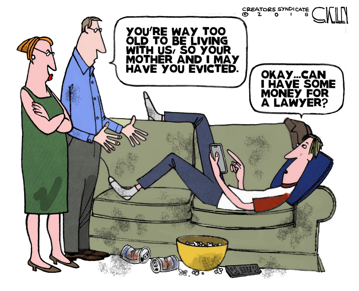 Editorial cartoon U.S. adult children parents eviction | The Week