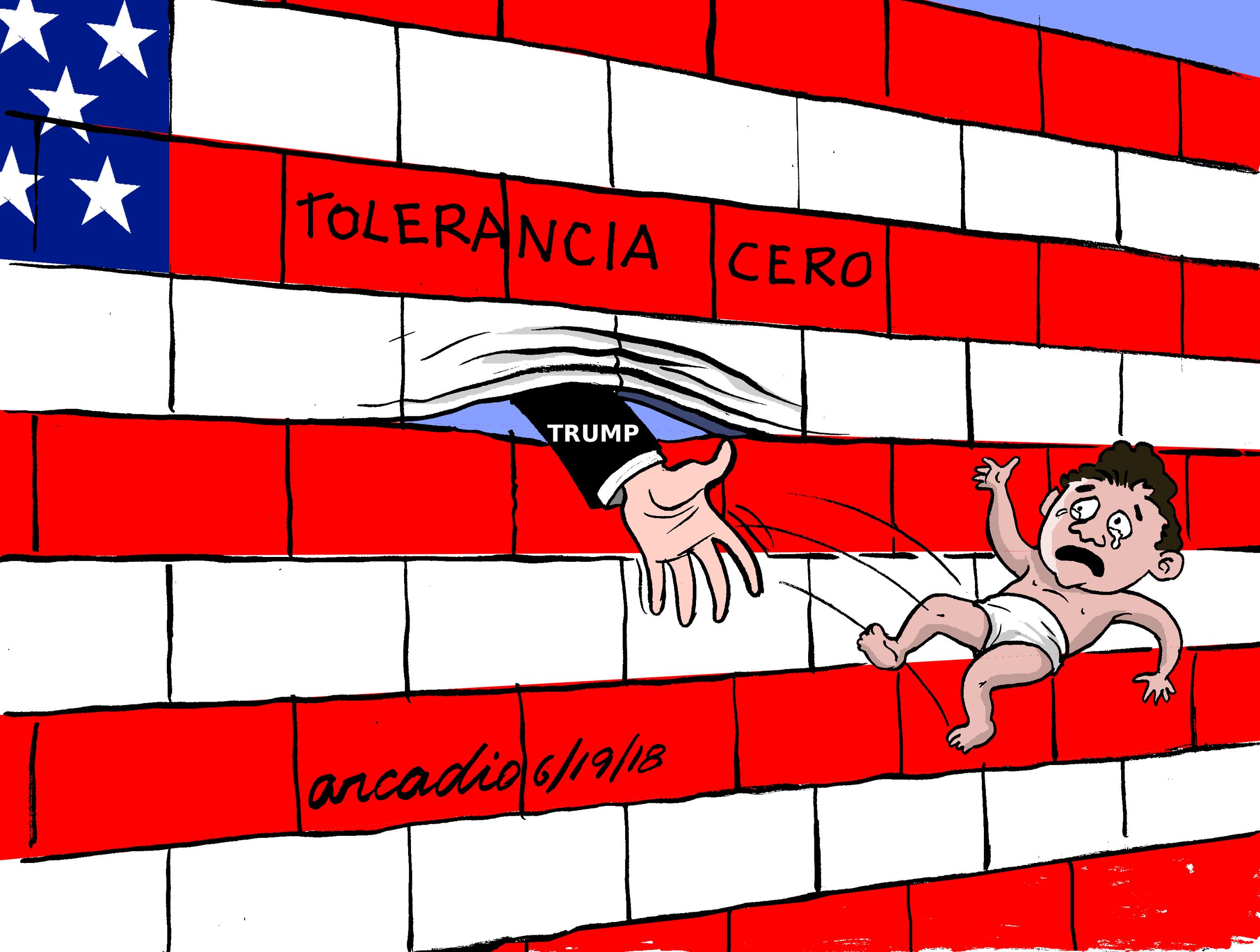 Political cartoon World immigration policy family separation Trump zero ...