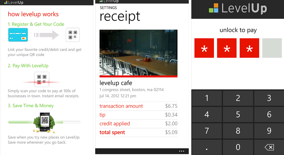 Mobile payment system LevelUp supporting NFC and Windows Phone ...