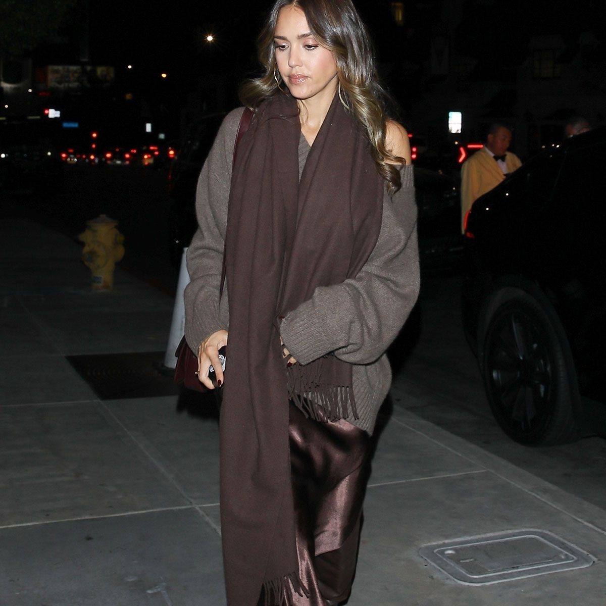 The Rich-Looking Sweater and Satin Skirt Outfit Formula to Try Now ...