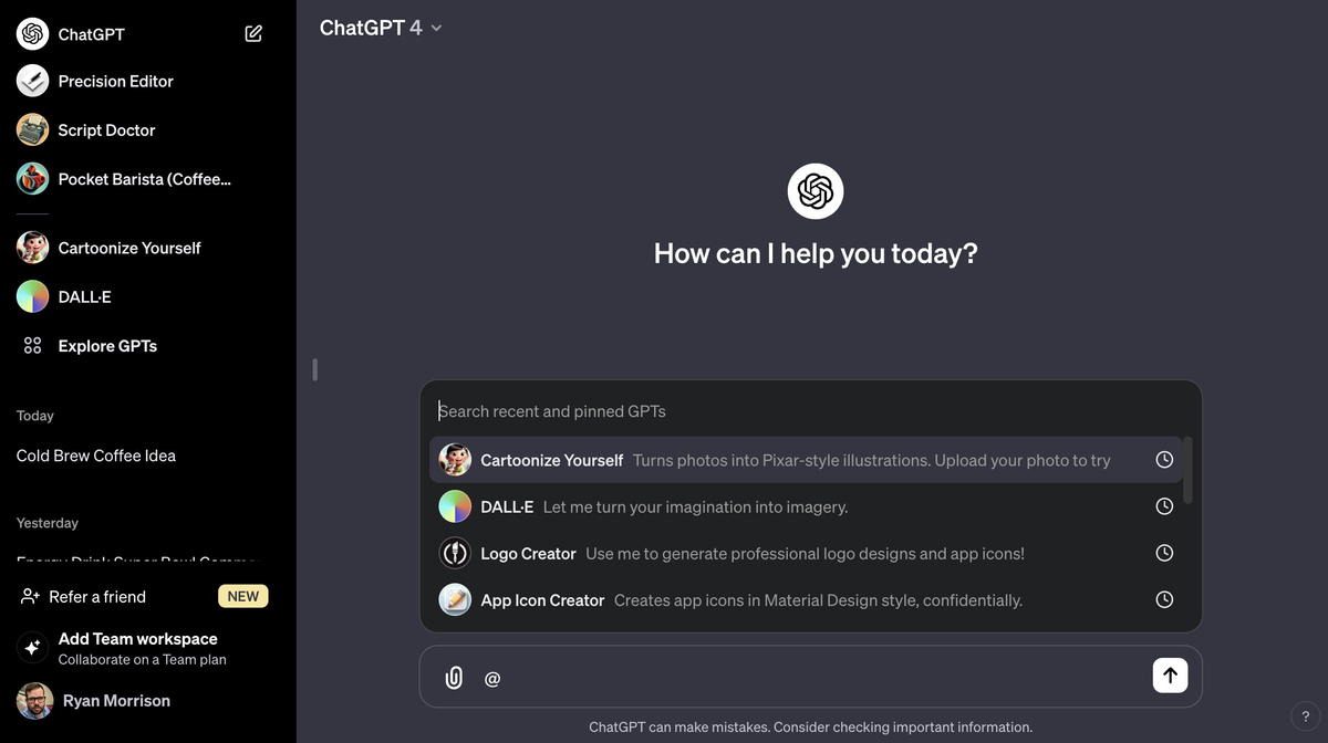 ChatGPT just got a big upgrade — now you can mention custom chatbots | Tom's Guide