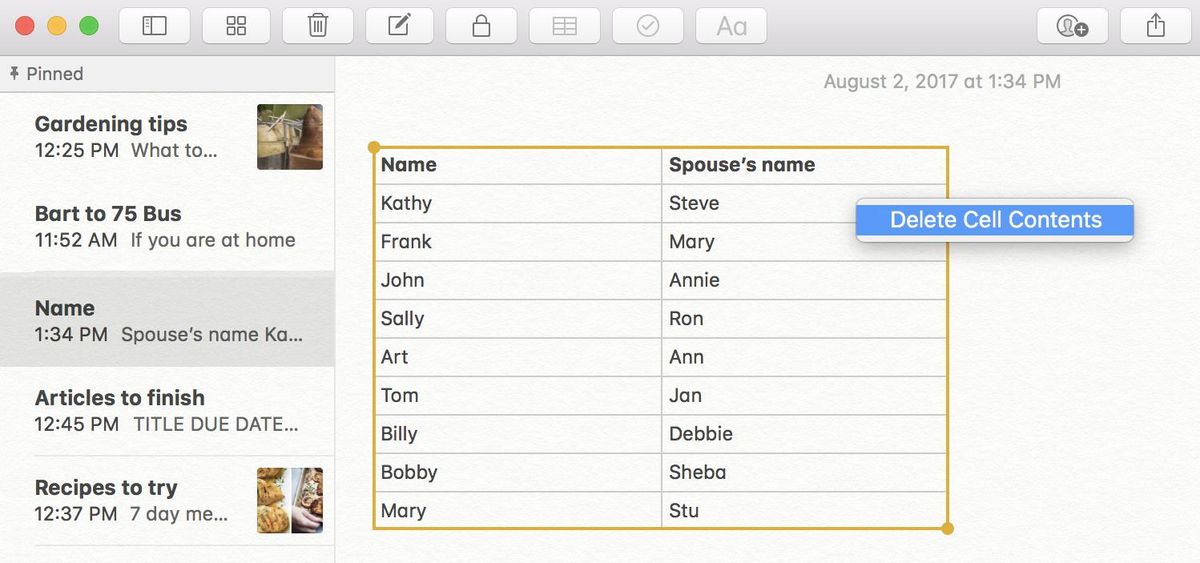 How to use tables in Notes on Mac | iMore