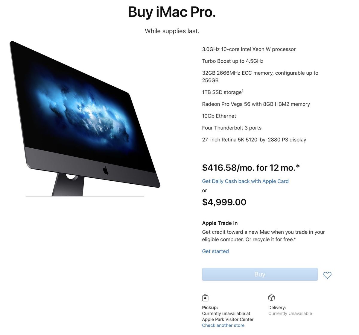The iMac Pro is now 'currently unavailable' in the United States and ...