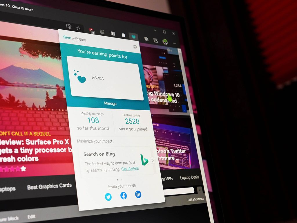 Check out the Give with Bing extension to turn your rewards into ...