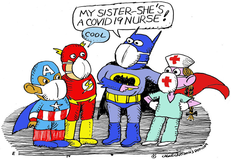 Editorial Cartoon U.S. covid 19 nurse superheroes coronavirus | The Week