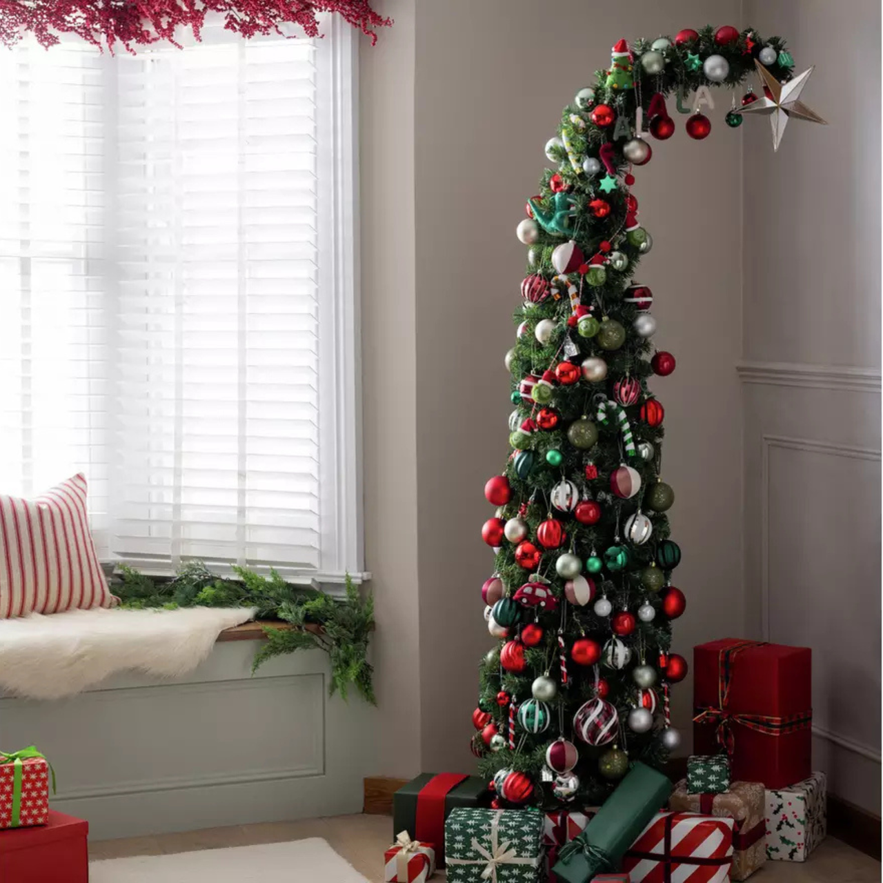 Argos’ Curved Top Slim Christmas Tree is perfect for small spaces ...