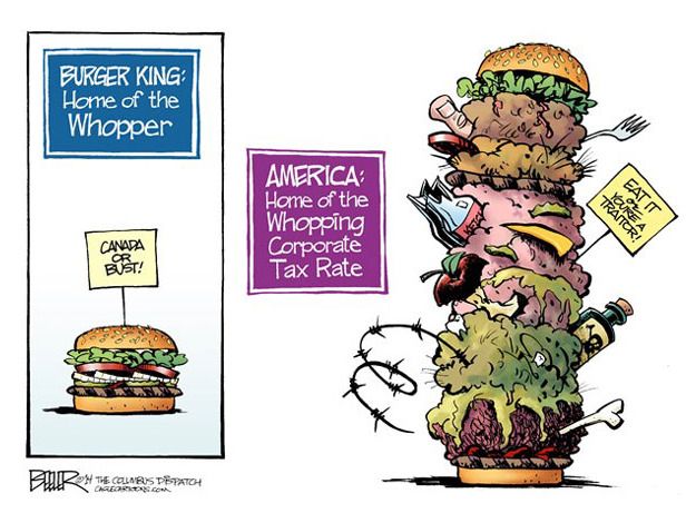 Editorial cartoon business Burger King taxes | The Week