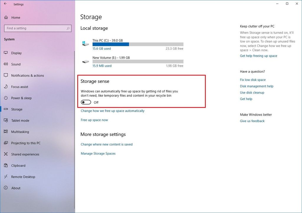 How to disable Storage sense on Windows 10 | Windows Central
