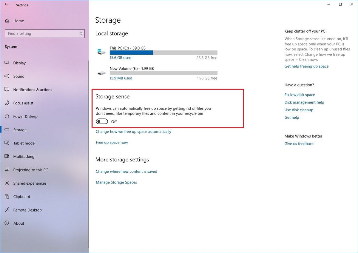 How to disable Storage sense on Windows 10 | Windows Central