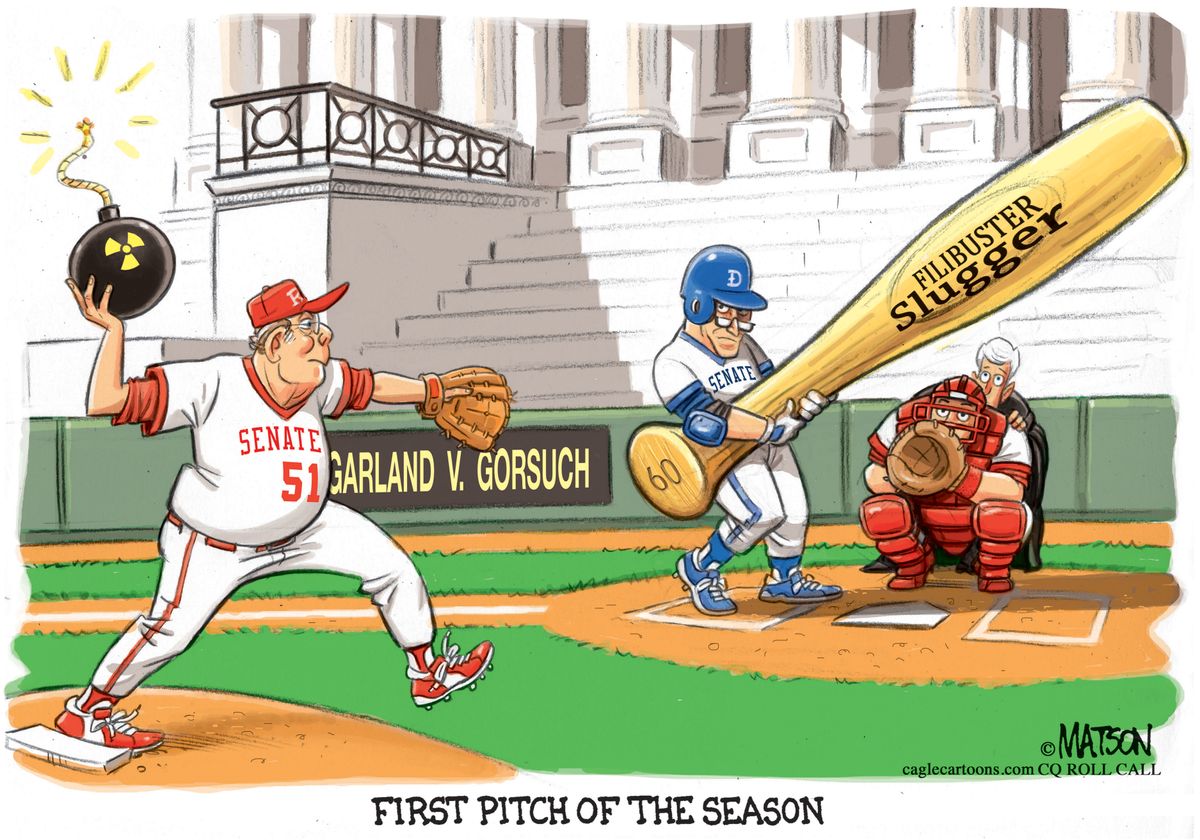 Political Cartoon U.S. McConnell Schumer Gorsuch SCOTUS Baseball ...