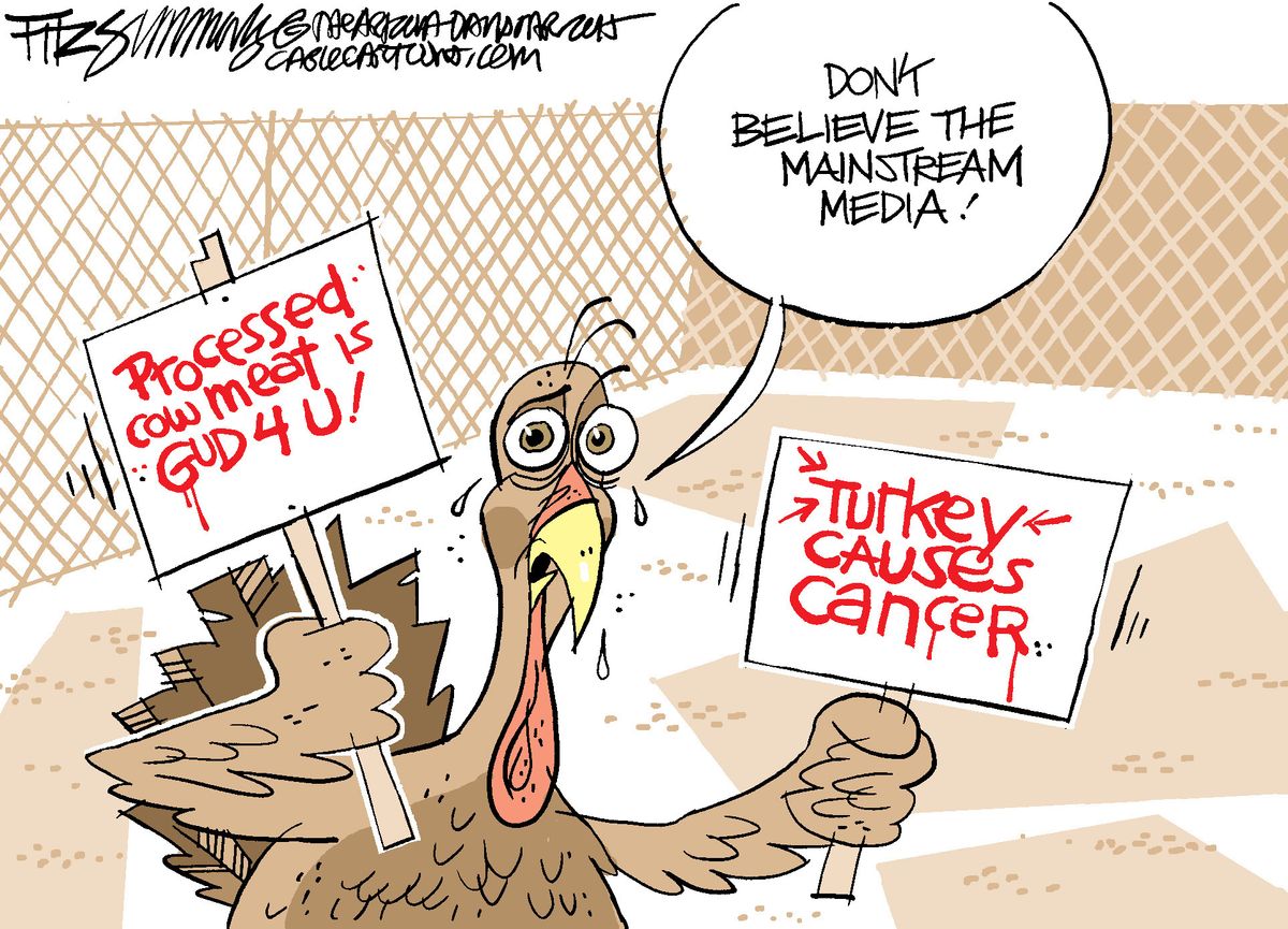 Editorial cartoon U.S. Thanksgiving Mainstream Media | The Week