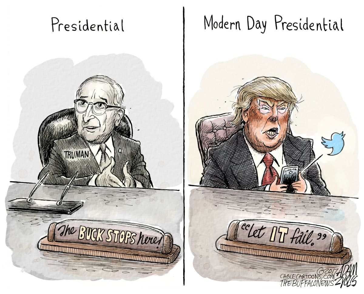 Political cartoon U.S. Trump tweets Truman presidency | The Week