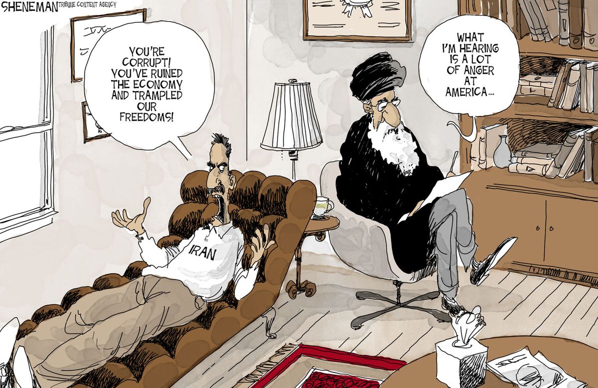 Political cartoon World Iran protests Khamenei foreign policy | The Week