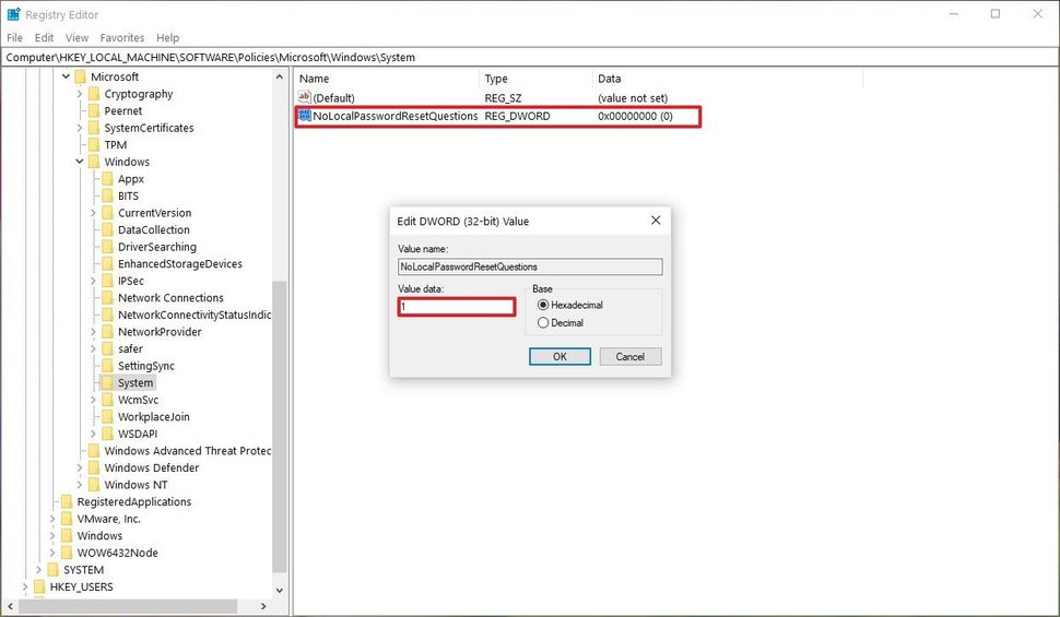How To Disable Security Questions For Local Accounts On Windows 10