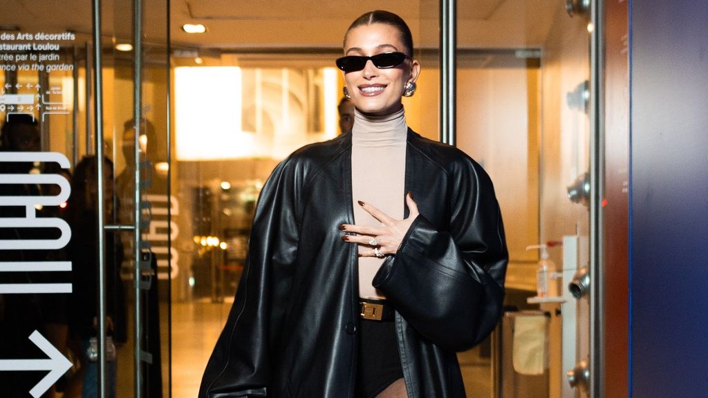 Hailey Bieber Takes Paris in Daring Hot Pants-Meets-Sweeping Trench ...