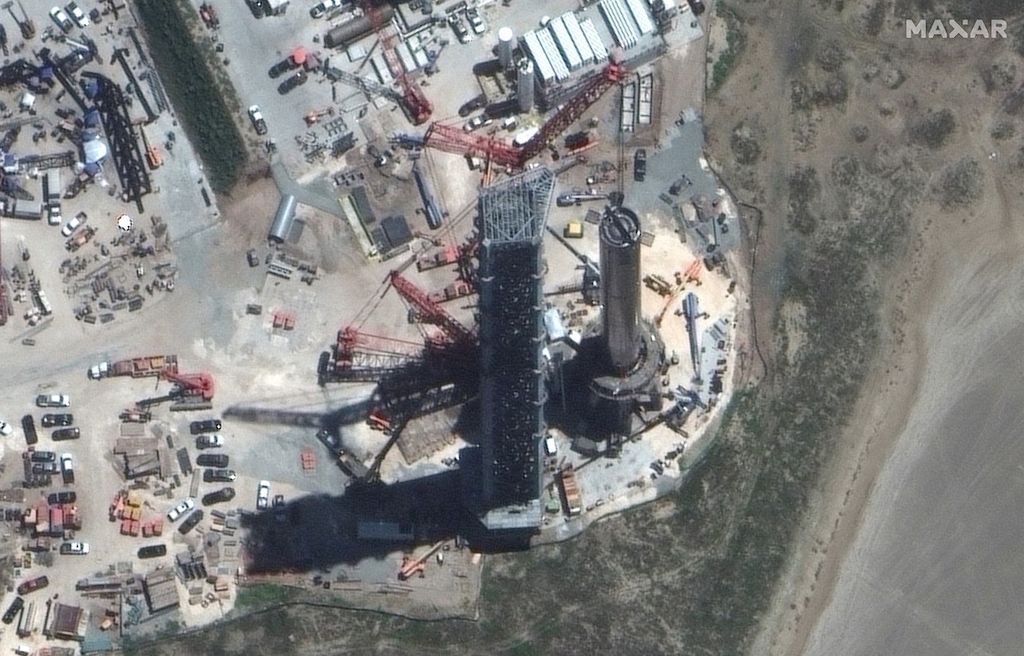 SpaceX's giant Super Heavy rocket spotted from space in satellite photo ...