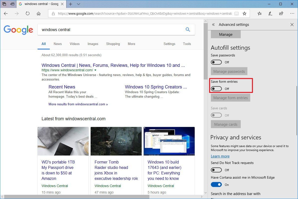 How to manage Microsoft Edge autofill settings | Windows Central