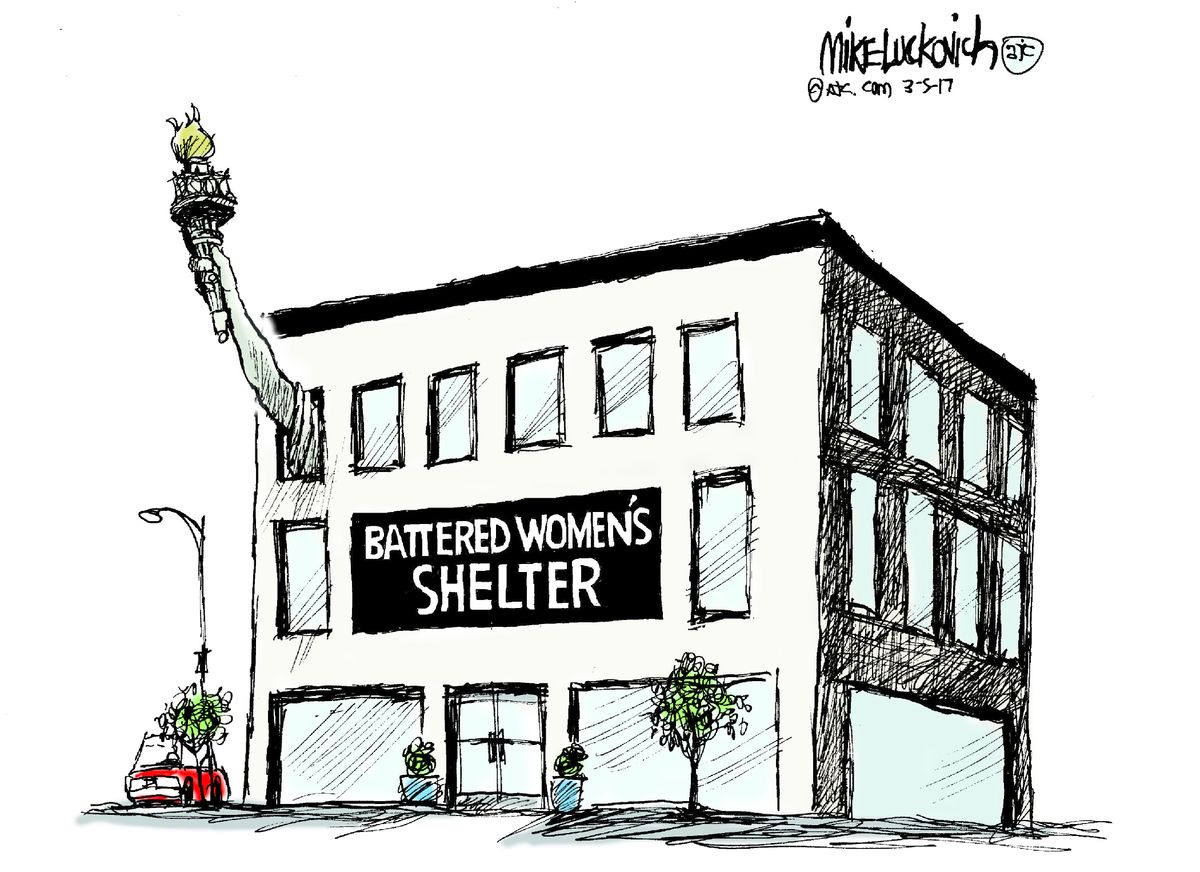 Political Cartoon U.S. Lady Liberty Trump women | The Week