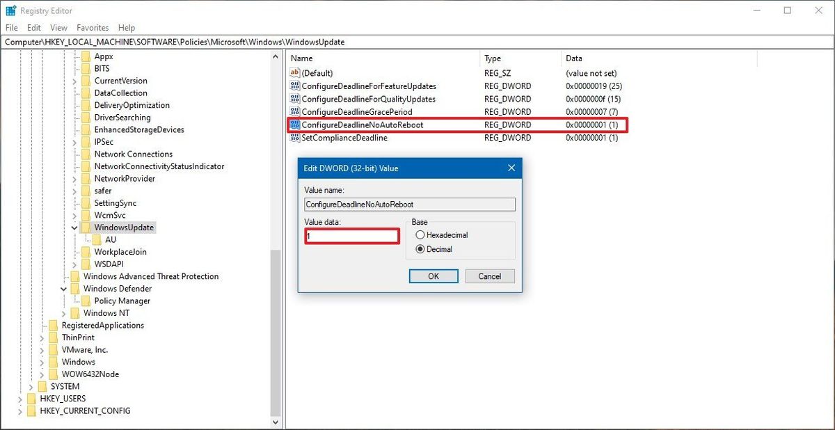 How to specify deadlines for automatic updates and restarts on Windows ...