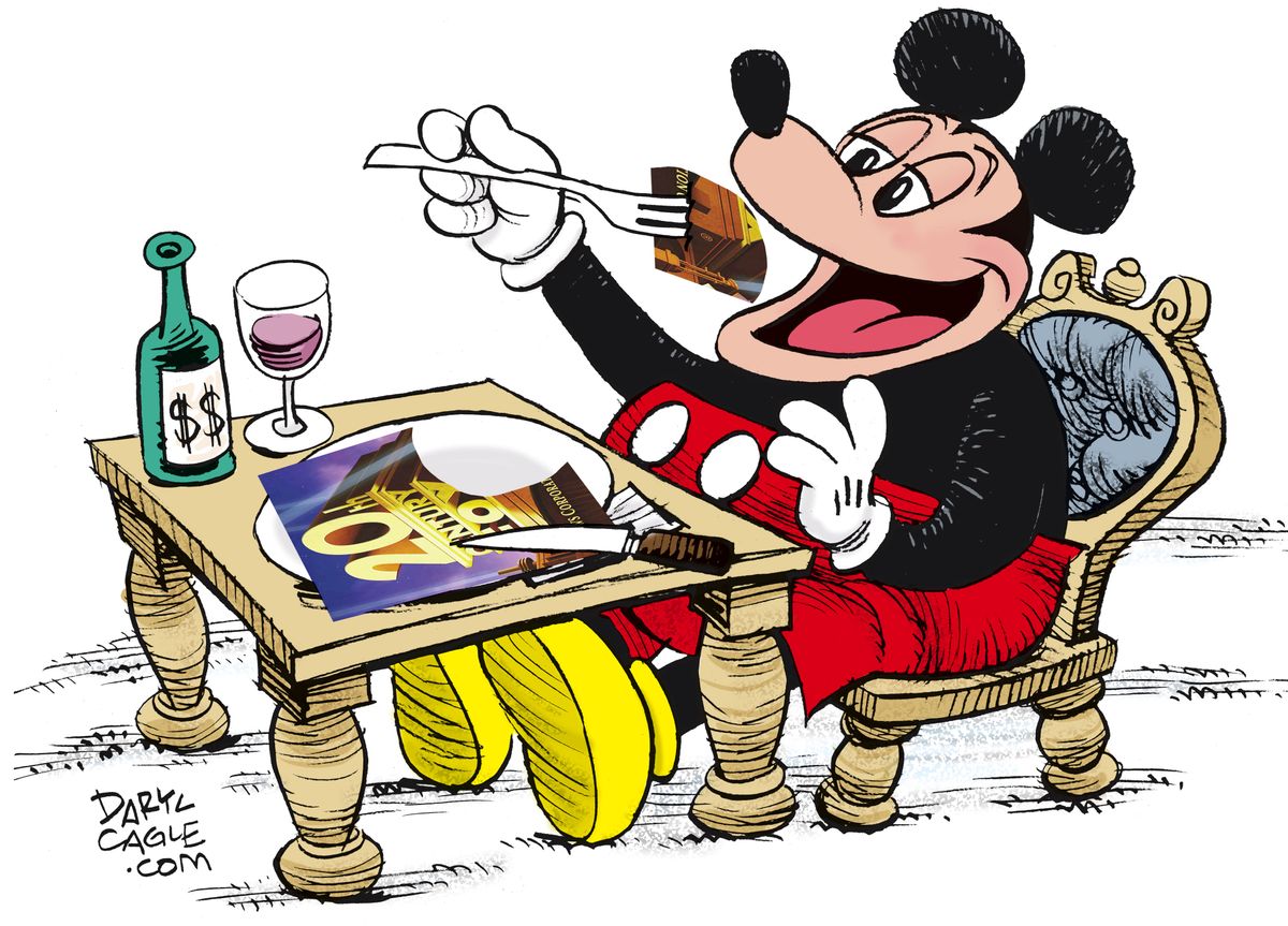 Political cartoon U.S. Disney Fox merger | The Week