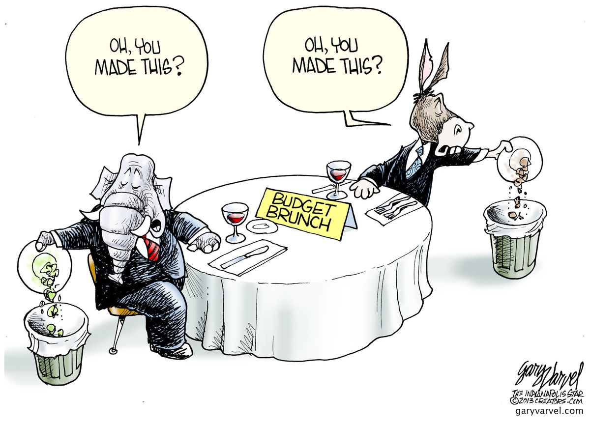 Political cartoon U.S. budget spending GOP Democrats party politics ...