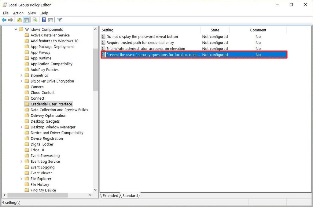 How To Disable Security Questions For Local Accounts On Windows 10 Windows Central