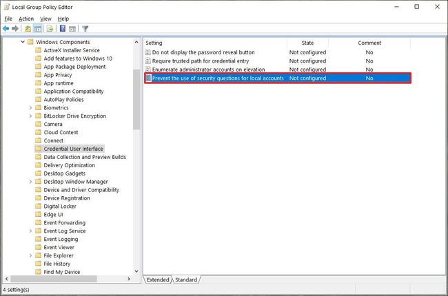 How To Disable Security Questions For Local Accounts On Windows 10