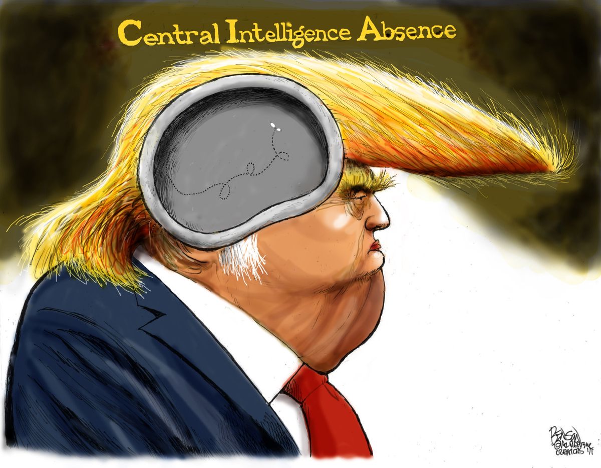 Political cartoon U.S. Donald Trump central intelligence no brain | The ...