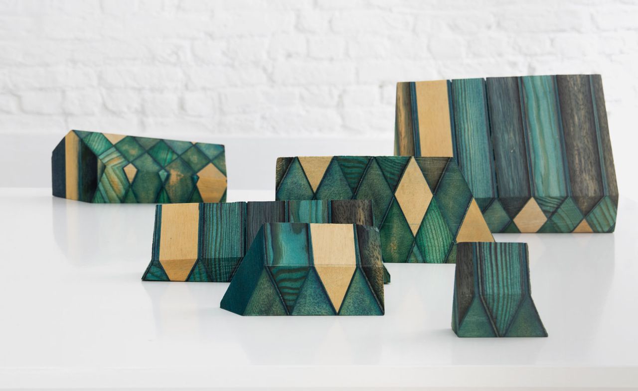 New wood-block furniture by Raw-Edges has colour coursing through its ...
