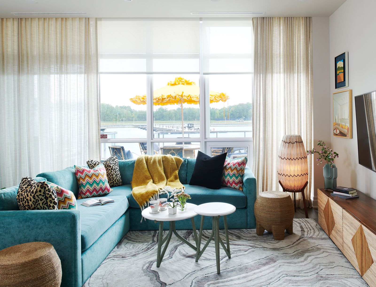 A lake house is transformed with color, pattern, and quirky vintage ...