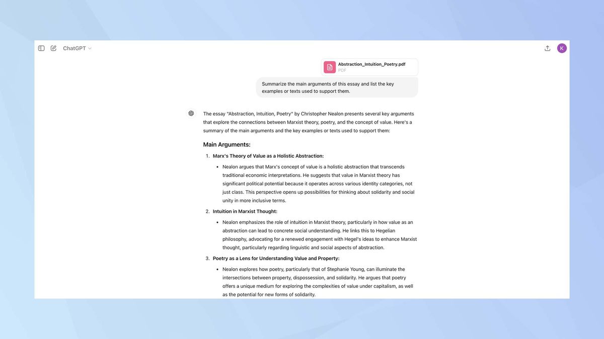 How to use ChatGPT to analyze PDFs for free | Tom's Guide