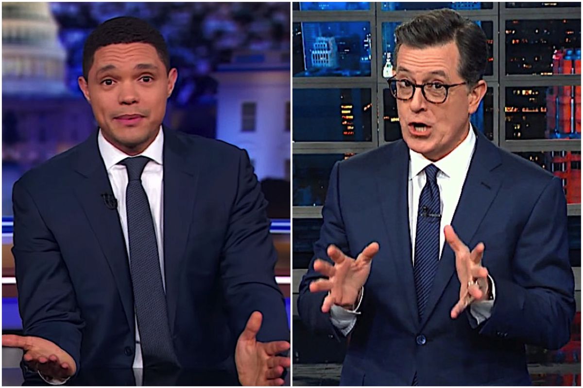 Stephen Colbert and Trevor Noah can't believe Trump isn't letting his ...