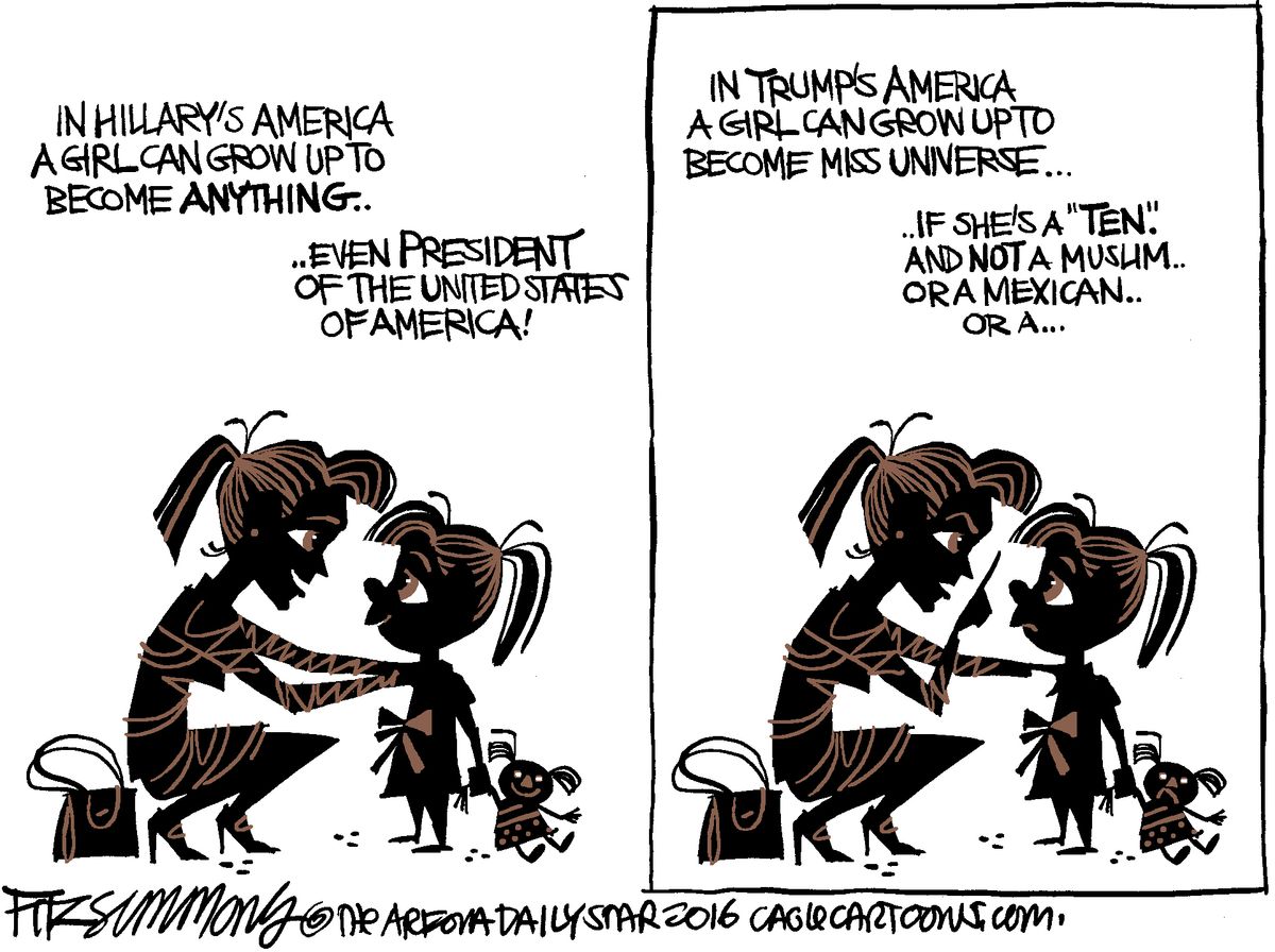 Political cartoon Hillary Clinton vs. Donald Trump presumptive nominees ...