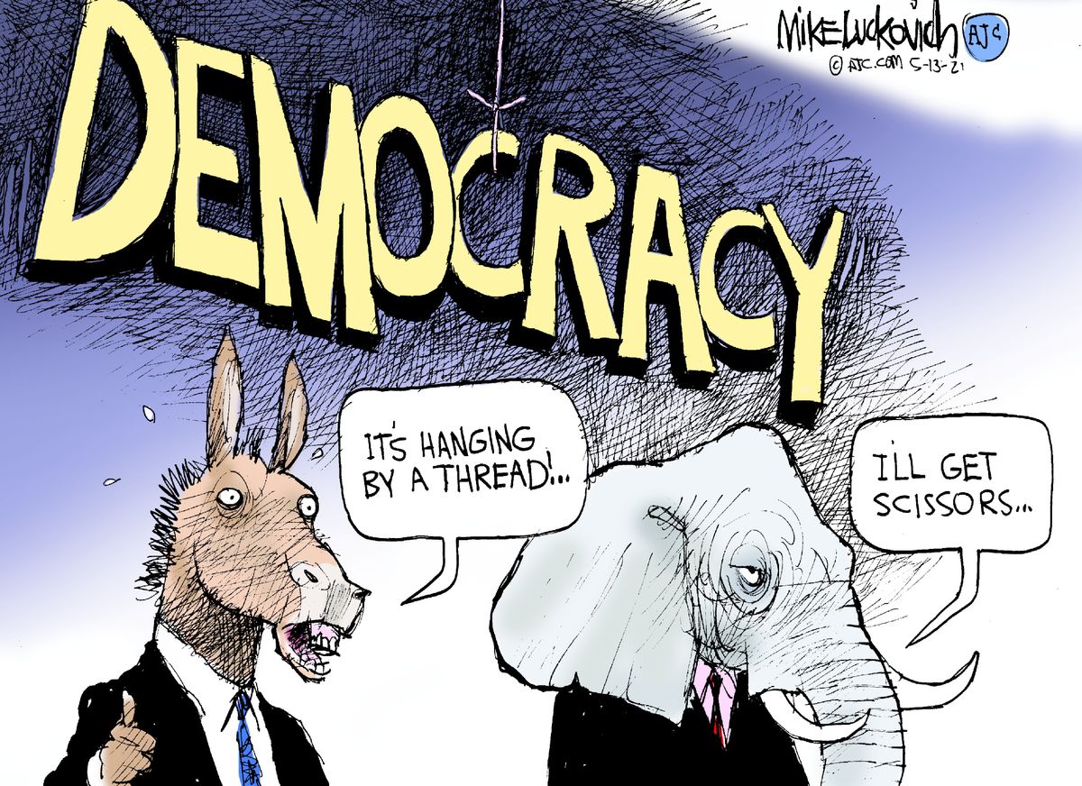 Political Cartoon U.S. democrats gop democracy | The Week