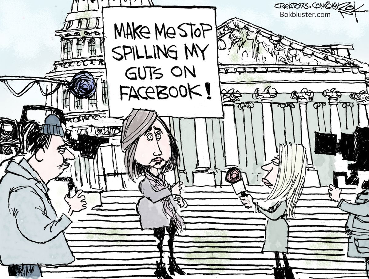 Political cartoon U.S. Facebook protesters too much information social ...