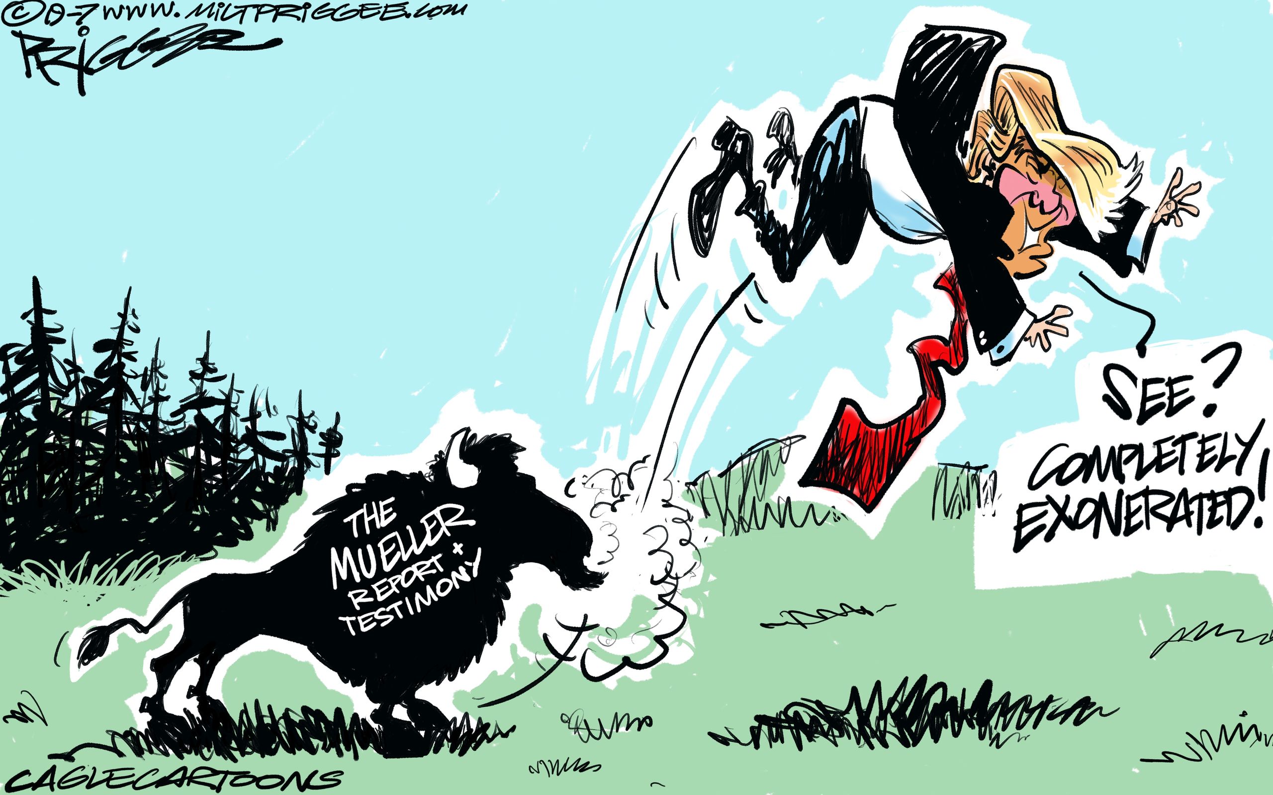 Political Cartoon U.S. Mueller Testimony Charging Bull Trump ...