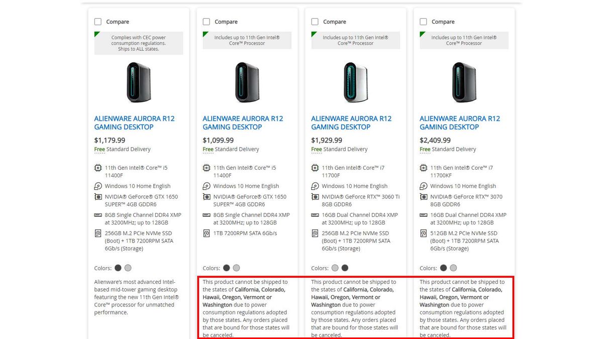 Dell is cancelling Alienware gaming PC shipments to several US states ...