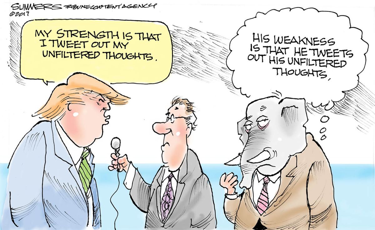 Political cartoon U.S. Trump tweets | The Week