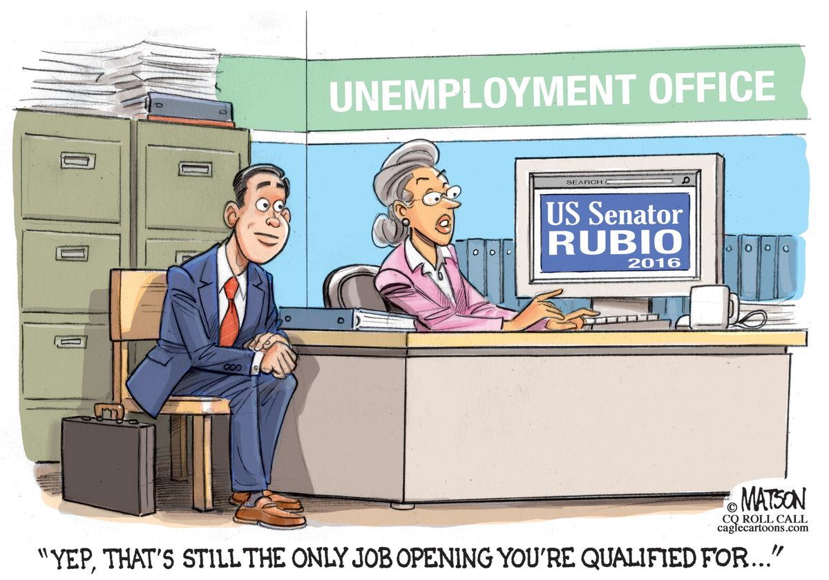 Political cartoon U.S. Senator Marco Rubio unemployment reelection ...