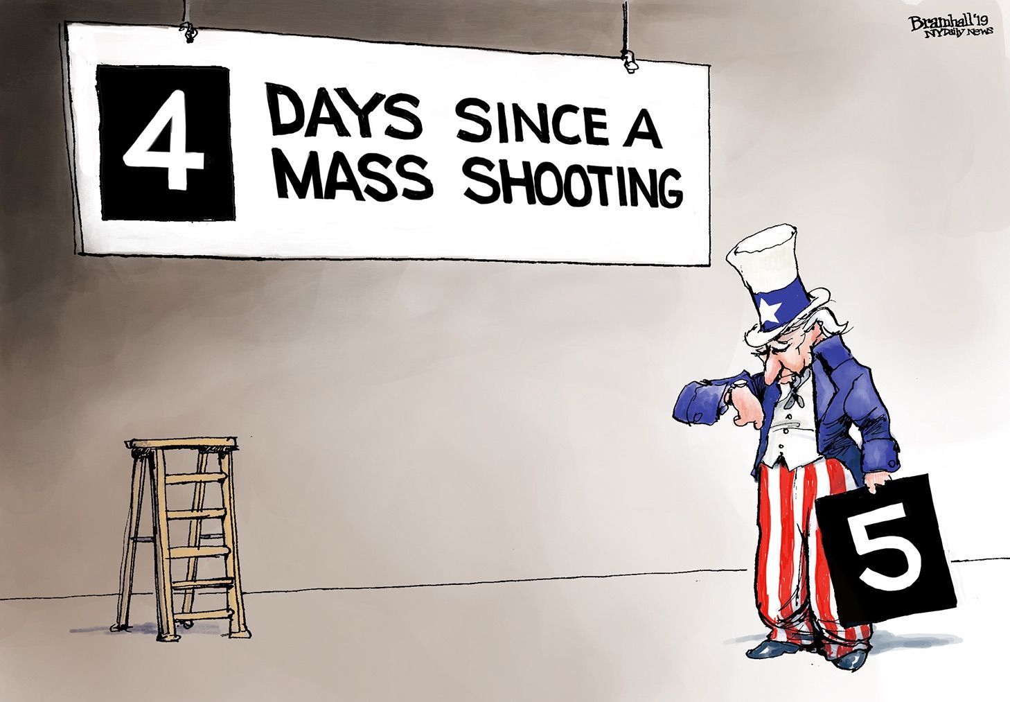 Editorial Cartoon U.S. Mass Shooting Countdown Uncle Sam Gun Violence ...