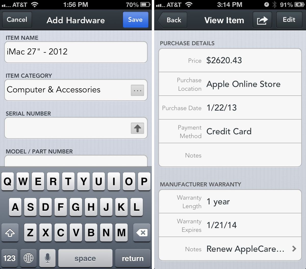Serial+ for iPhone review: Never lose track of warranty info or serial ...