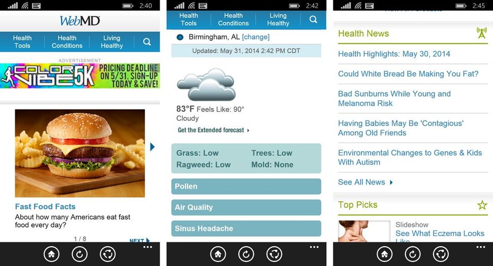 Keeping tabs on your health with WebMD app (unofficial) for Windows ...