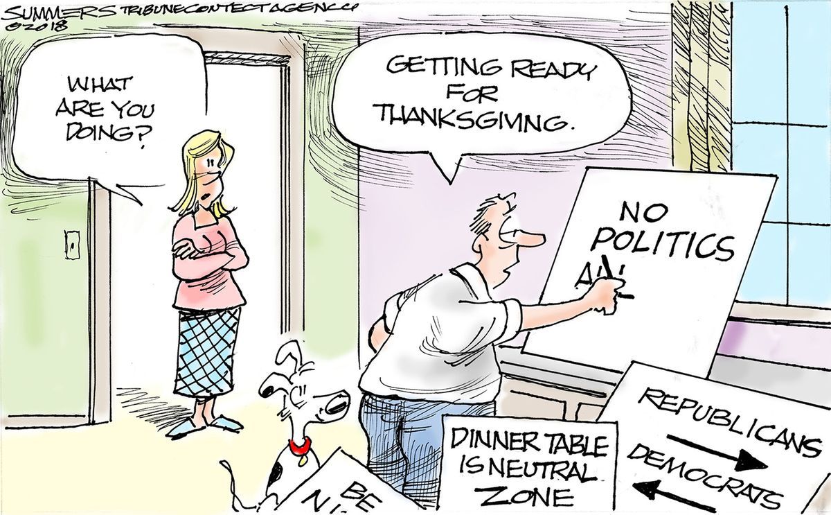 Editorial cartoon U.S. getting ready for Thanksgiving no politics ...