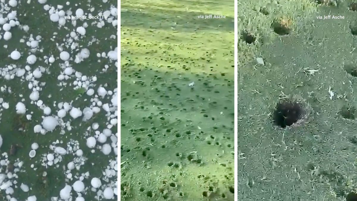 The Shocking Moment Huge Hailstones Destroy US Golf Course Green | Golf ...
