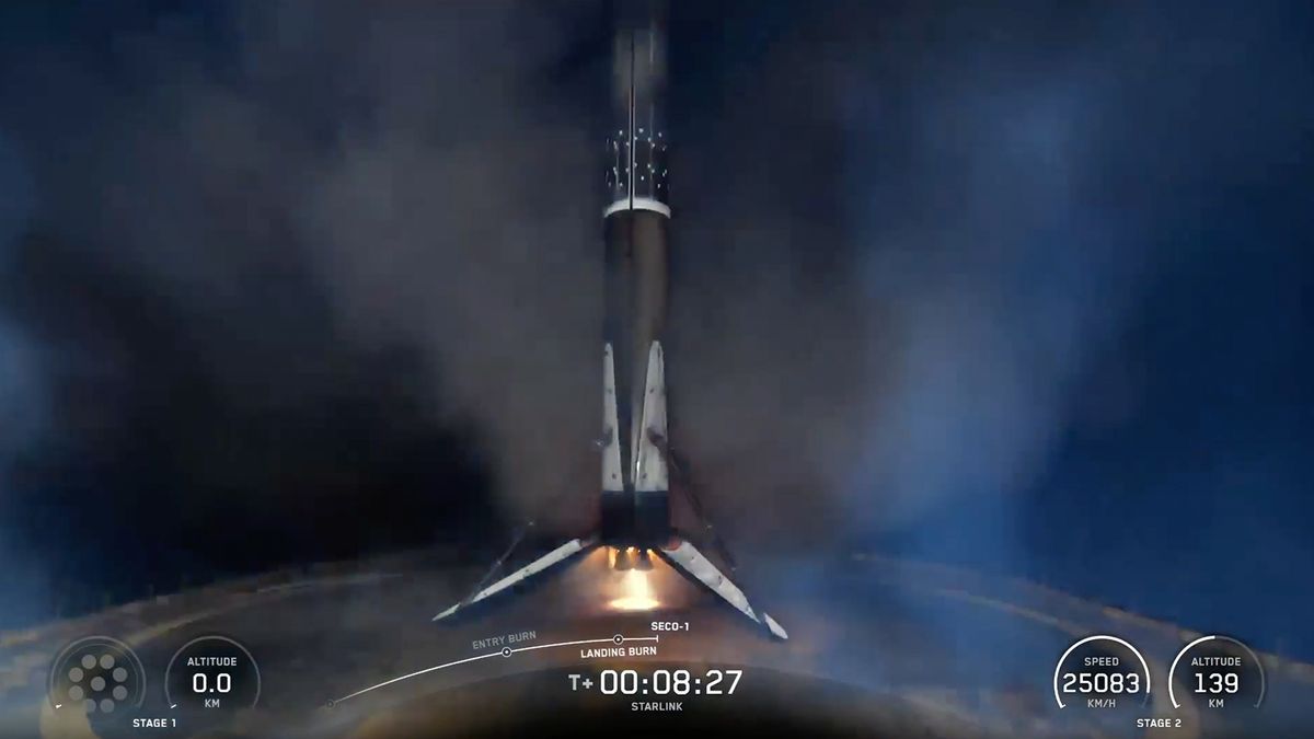 SpaceX Falcon 9 rocket streaks into Florida's night sky carrying ...