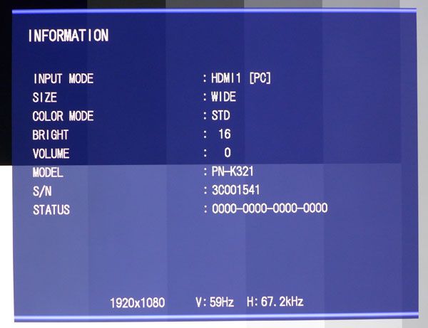 Sharp PN-K321 OSD Setup And Calibration