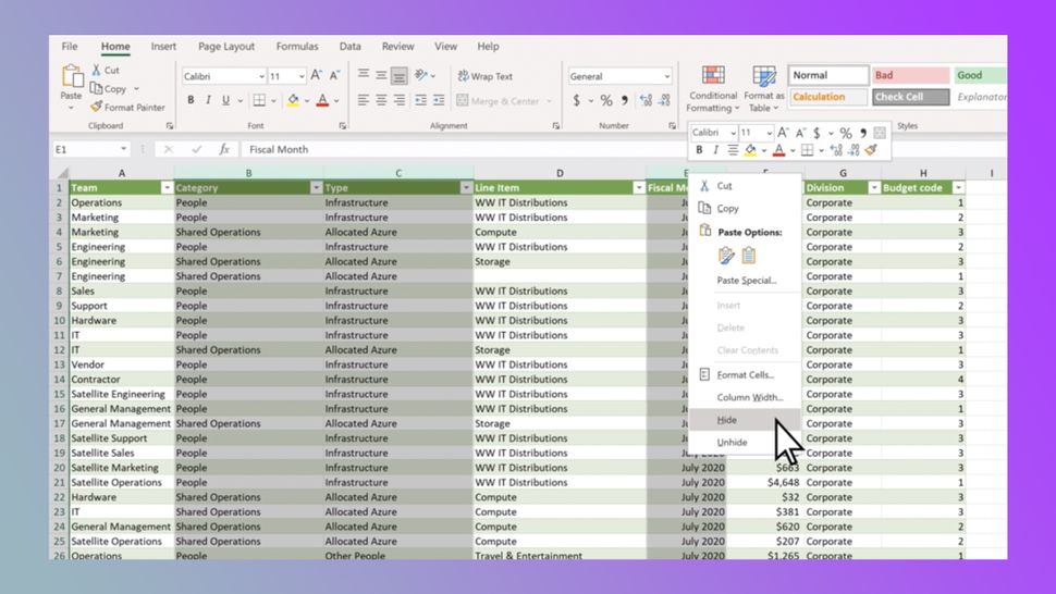 How to show or unhide rows or columns in Excel | Laptop Mag