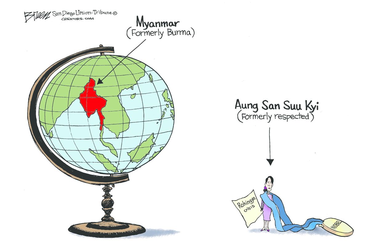 Political cartoon World Rohingya crisis Aung San Suu Kyi | The Week